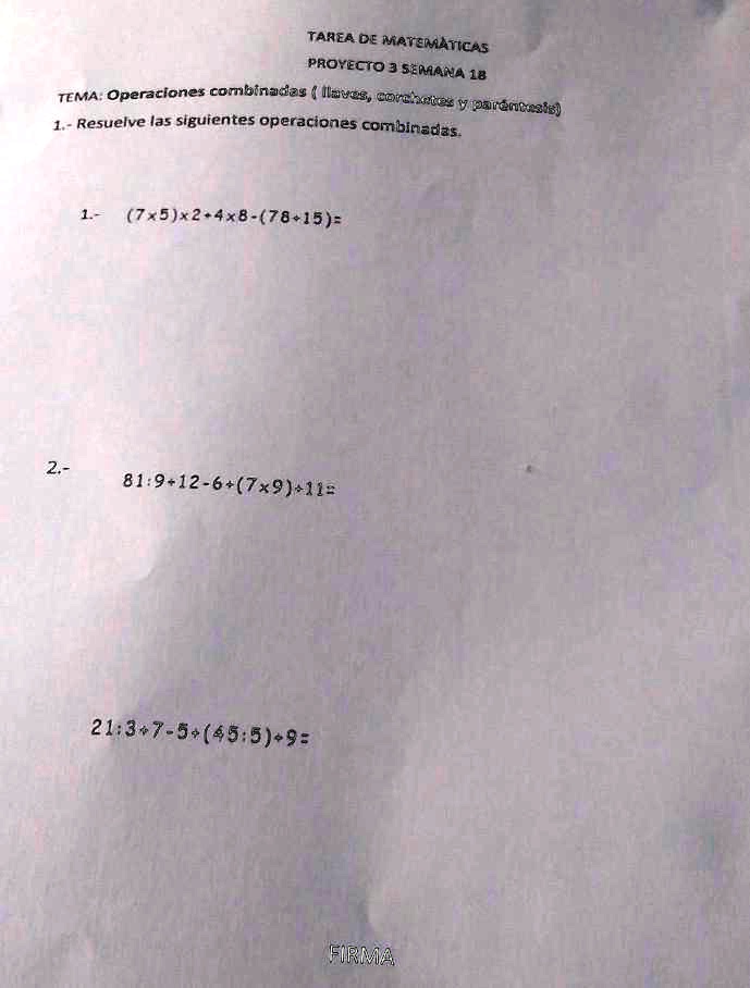 SOLVED: Cuál de las siguientes operaciones combinadas TaHEA DE ...