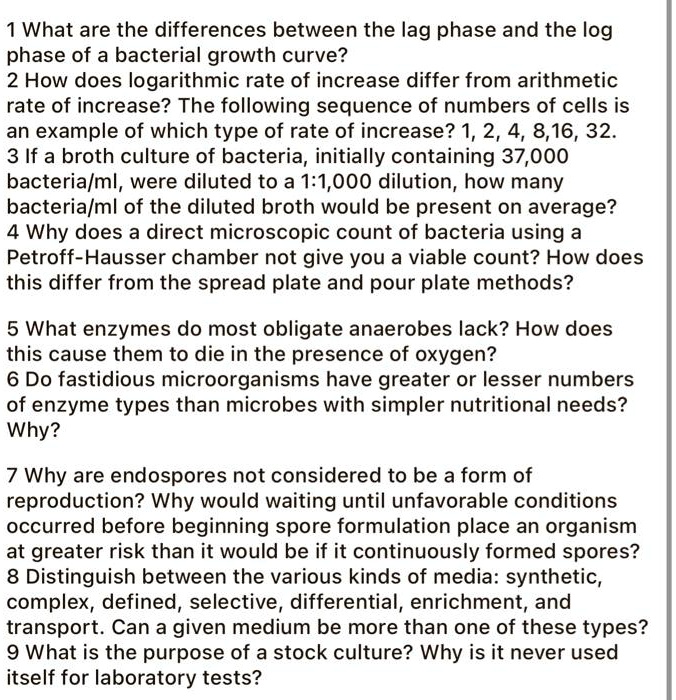 SOLVED: What are the differences between the lag phase and the log ...