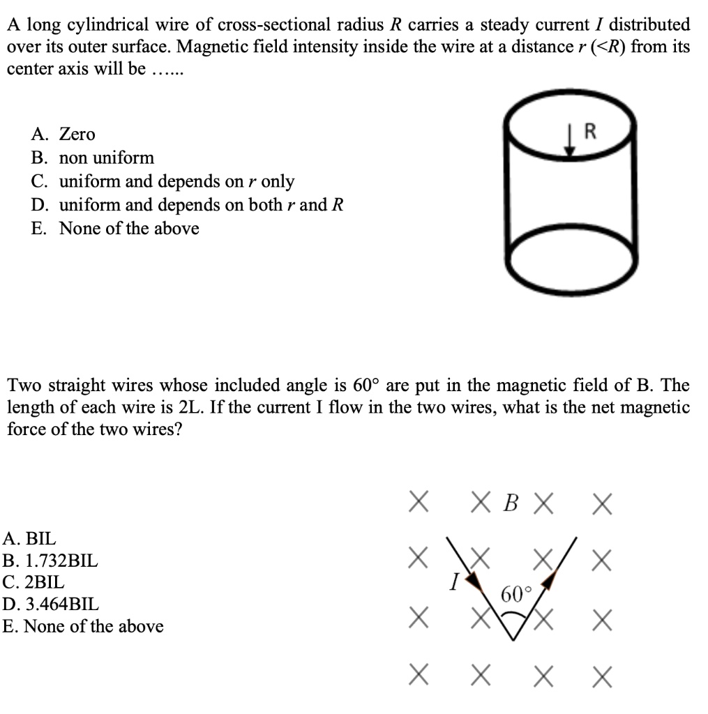 SOLVED: A long cylindrical wire of cross-sectional radius R carries a ...