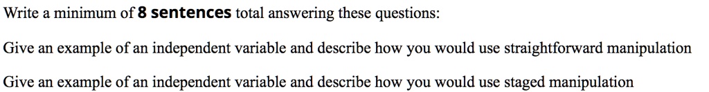 SOLVED: Write a minimum of 8 sentences total answering these questions ...