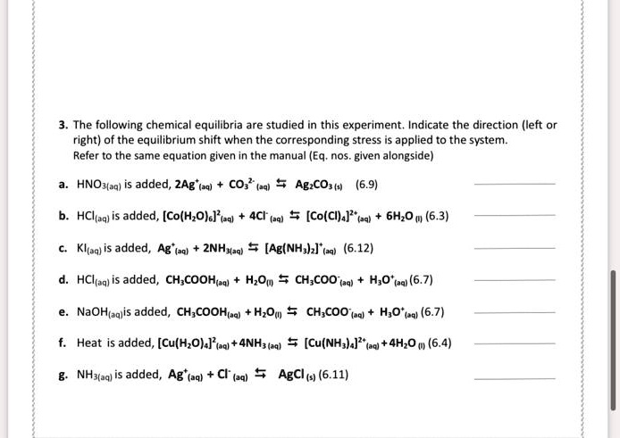 SOLVED: The following chemical equilibria are studied in this ...