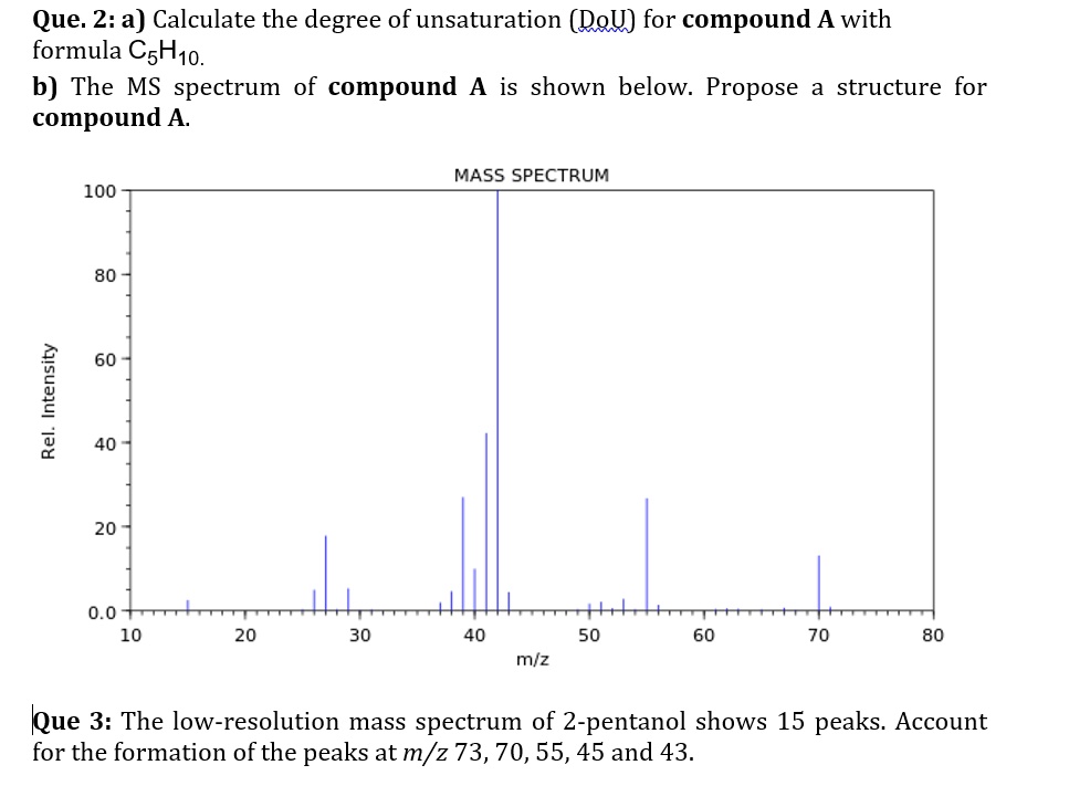 que 2 a calculate the degree of unsaturation dqu for compound with ...