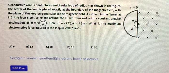 SOLVED: Texts: A conductive wire is bent into a semicircular loop of radius R as shown in the ...