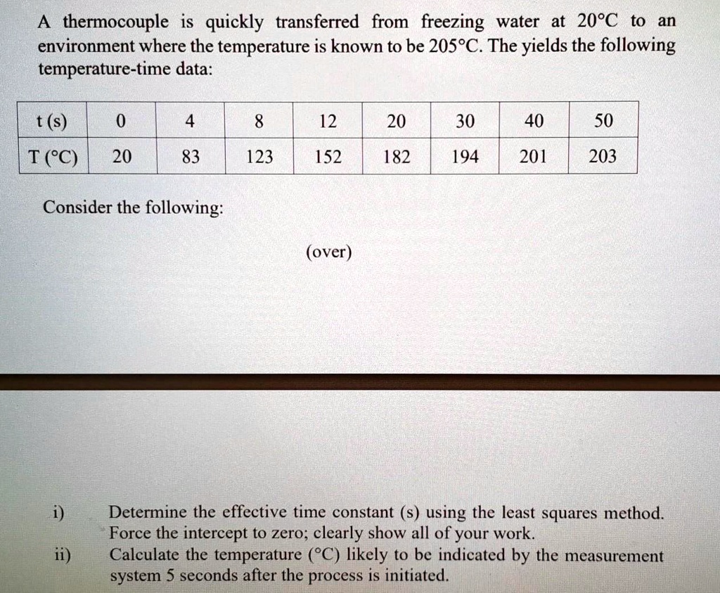 SOLVED: A thermocouple is quickly transferred from freezing water at ...
