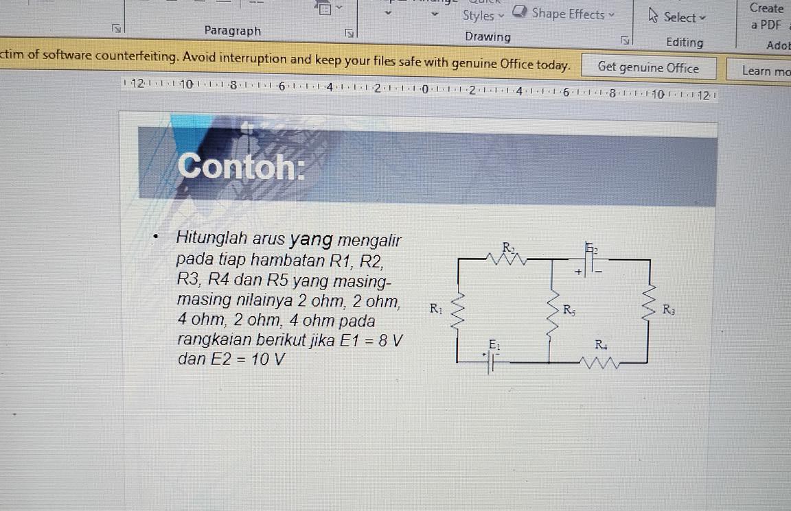 [GET ANSWER] Conton: - Hitunglah arus yang mengalir pada tiap hambatan R1, R2, R 3, R 4 dan R 5 ...