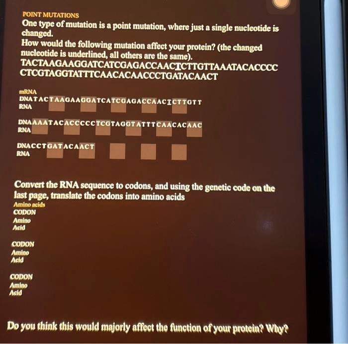SOLVED: Texts: POINT MUTATIONS One type of mutation is a point mutation, where just a single ...