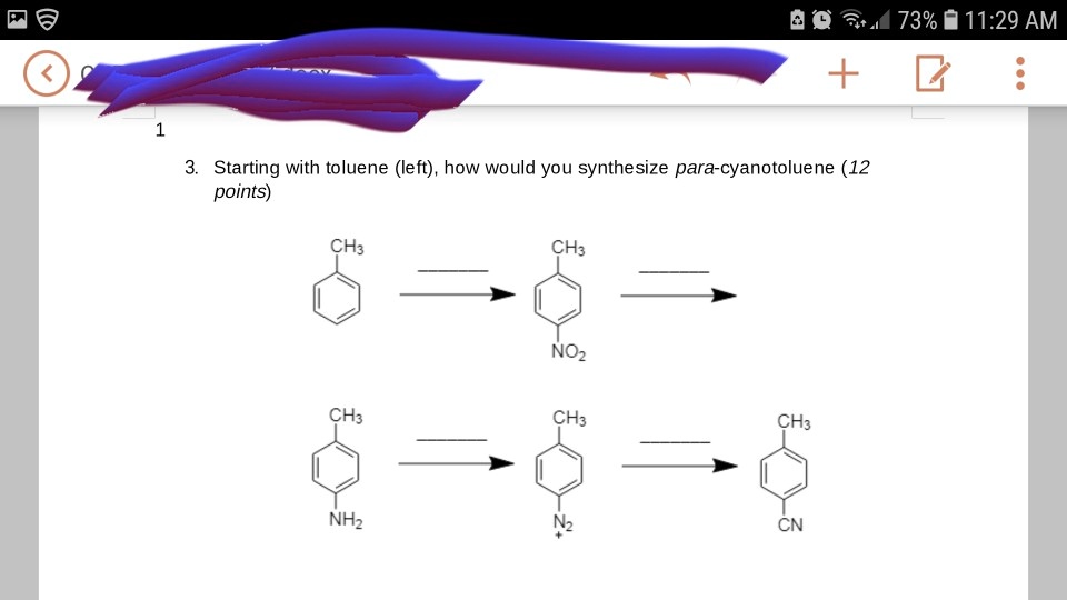 SOLVED: Starting with toluene (left), how would you synthesize para ... SOLVED: Starting with toluene (left), how would you synthesize para ...