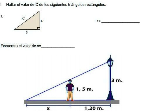 SOLVED: hallar el valor de c de los siguientes triángulos rectangulo ...