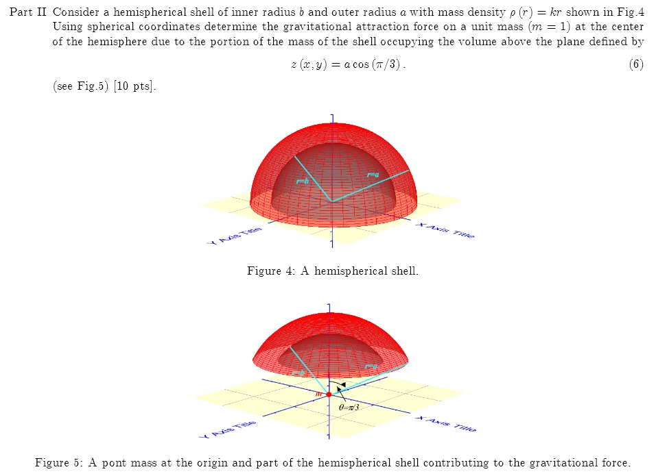SOLVED: Part II: Consider a hemispherical shell of inner radius "a" and outer radius "b" with ...