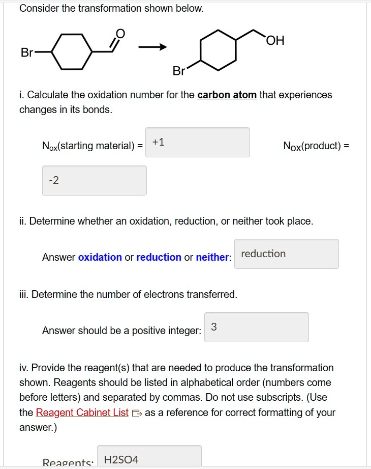 consider the transformation shown below i calculate the oxidation ...