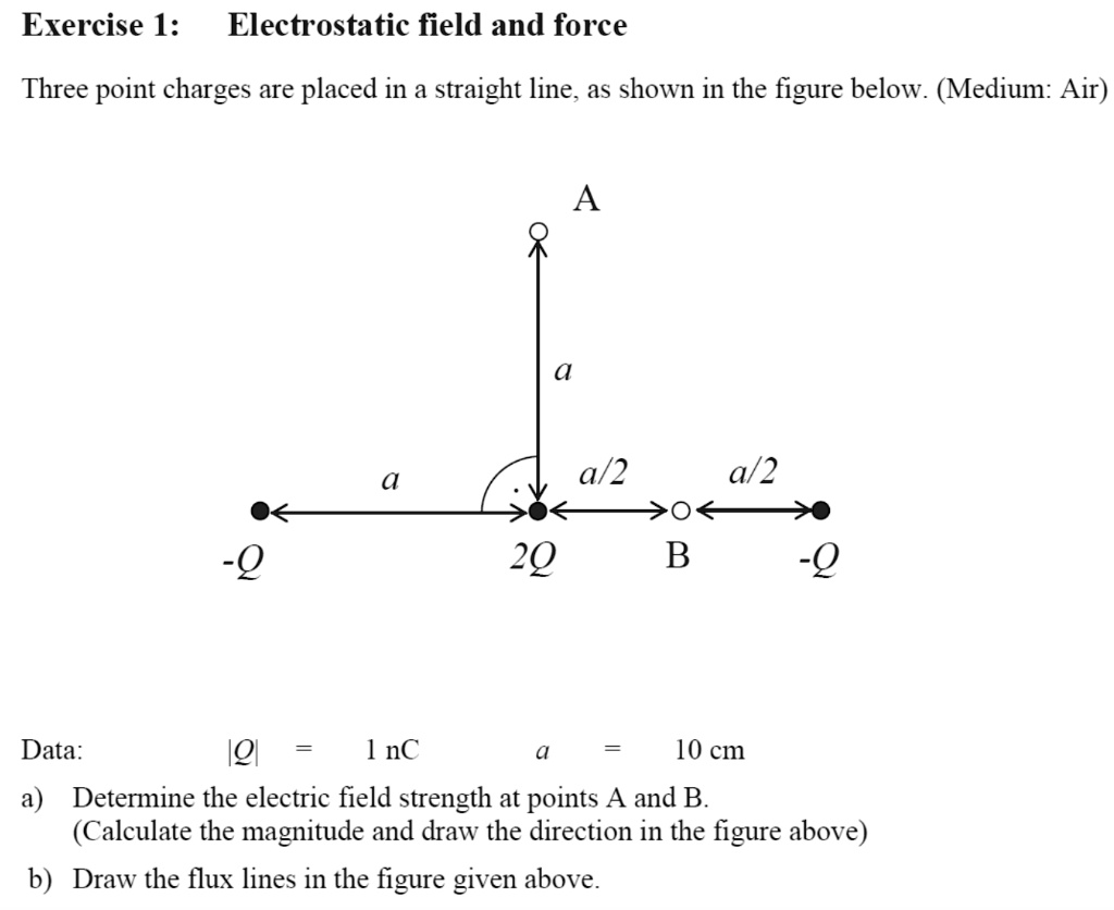 Exercise 1: Electrostatic field and force Three point charges are ...