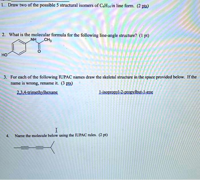 SOLVED:Draw two of the possible $ structural isomers of CoH,4 in line ...