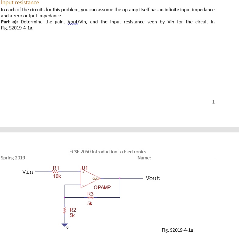 Input resistance In each of the circuits for this problem, you can assume the op-amp itself has ...