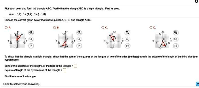 SOLVED:Plot each polnt and tolm the triangle ABC Veriiy tal the biangle ...