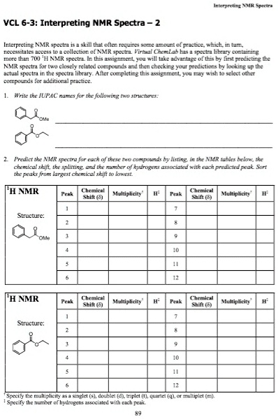 SOLVED: I need help with the IUPAC names and filling out the NMR tables ...