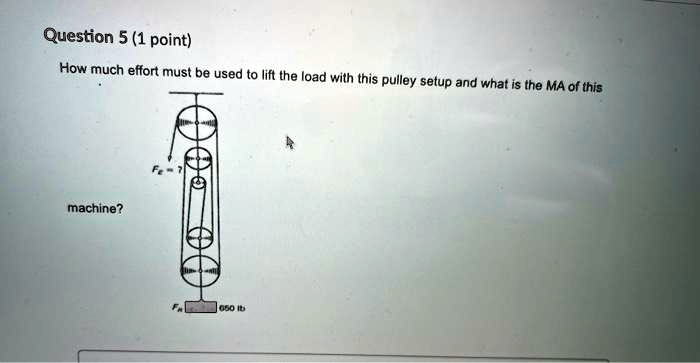 SOLVED: Question 5 (1 point): How much effort must be used to lift the ...