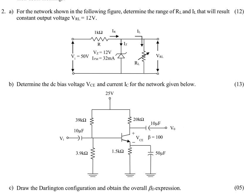 SOLVED: a) For the network shown in the following figure, determine the range of RL and I that ...