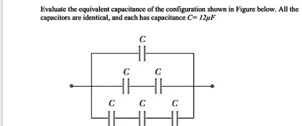 SOLVED: Evaluate the equivalent capacitance of the configuration shown in the figure below. All ...
