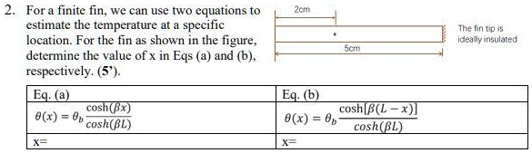 for finite fin we can use two equations estimate the temperature at ...