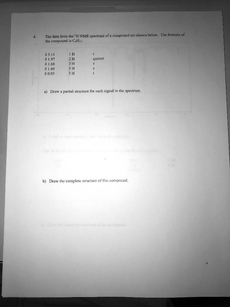 The data from the 'H NMR spectrum of the compound are shown below. The ...