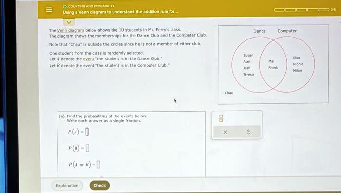 SOLVED: - O.COUNTING AND PROBABLITY Using a Venn diagram to understand ... SOLVED: - O.COUNTING AND PROBABLITY Using a Venn diagram to understand ...