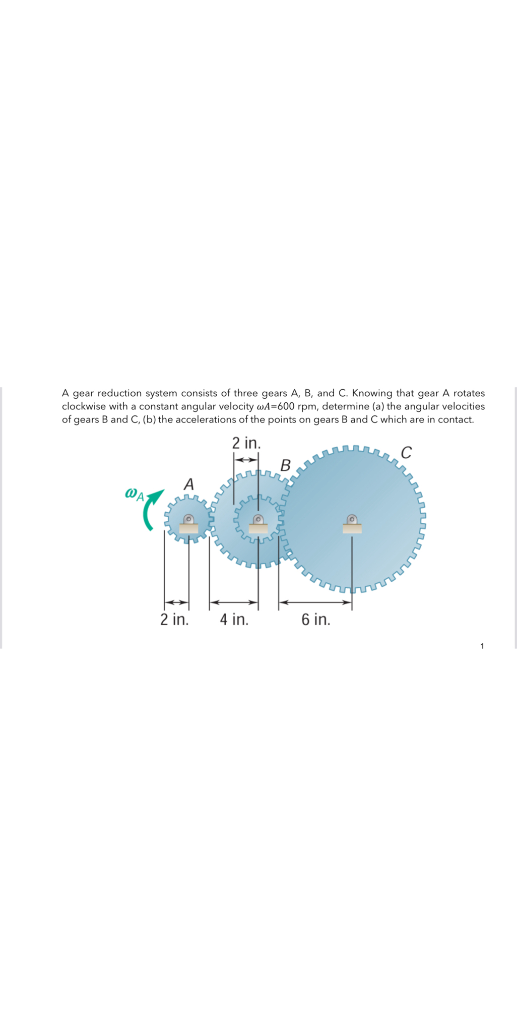 a gear reduction system consists of three gears a b and c knowing that ...