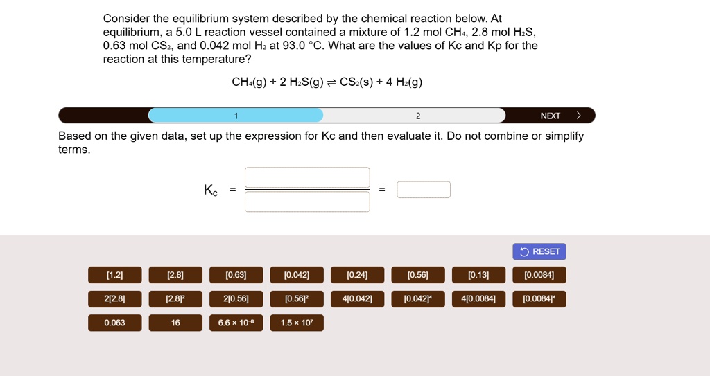 consider the equilibrium system described by the chemical reaction ...