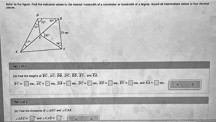 Refer to the figure. Find the indicated values to the nearest hundredth ...