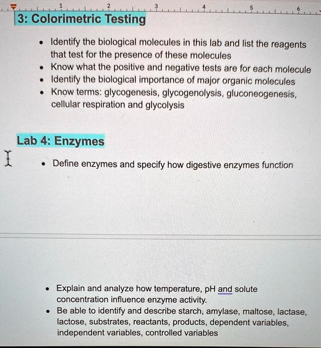 3: Colorimetric Testing • Identify the biological molecules in this lab ...