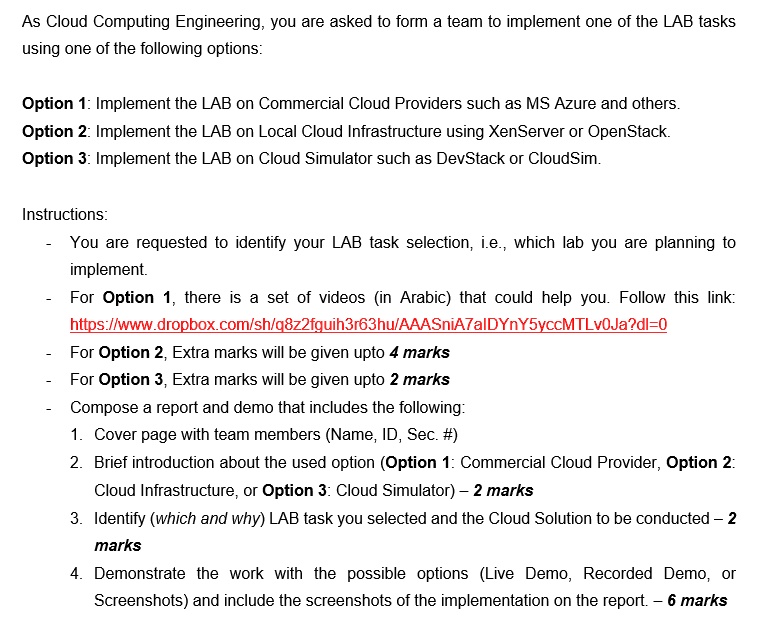 As Cloud Computing Engineering, you are asked to form a team to ...