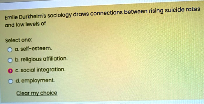 Text: Connections between rising suicide rates, Emile Durkheim ...
