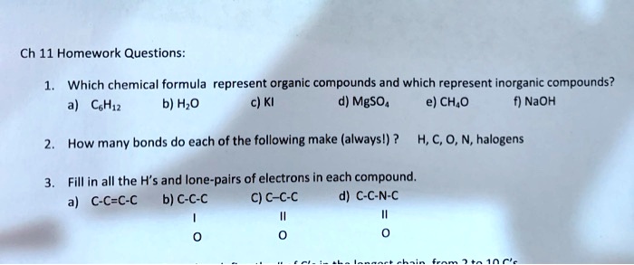 SOLVED: Ch 11 Homework Questions Which chemical formula represent ...