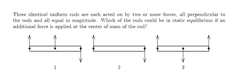 SOLVED: Three identical uniform rods are each acted on by tWO more ...