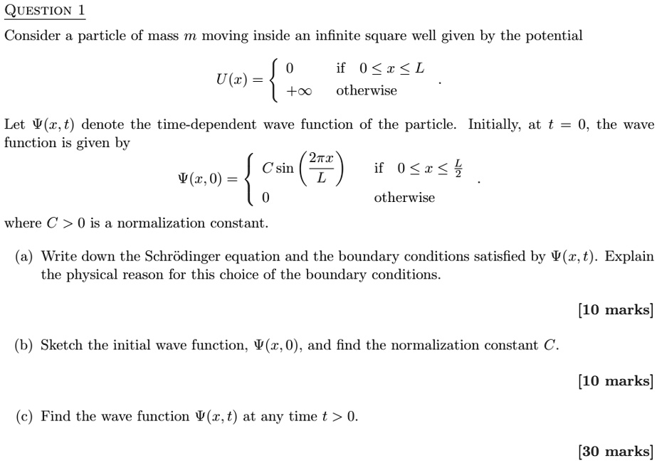 SOLVED: Consider a particle of mass m moving inside an infinite square ...