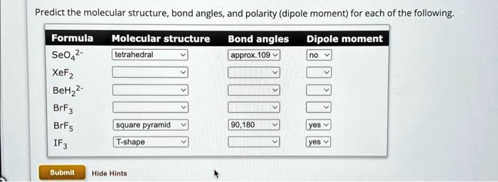 SOLVED: Texts: Predict the molecular structure, bond angles, and ...