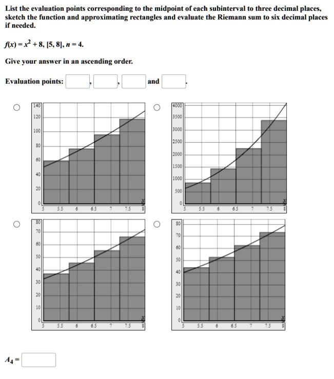 SOLVED:List the evaluation points corresponding to the midpoint of each ...
