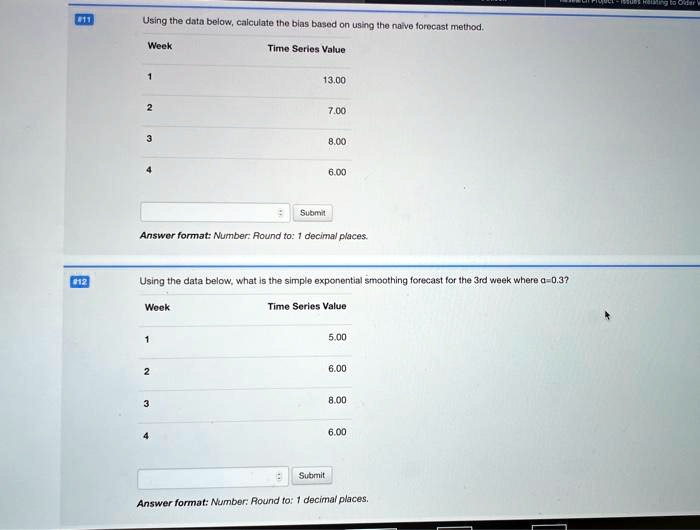 please help m using the data below calculate the bias based on using the naive forecast method ...