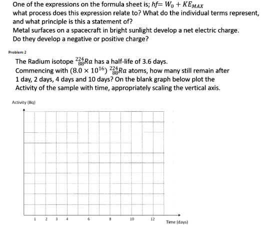 SOLVED: One of the expressions on the formula sheet is: hf = Wo + KEMAX ...