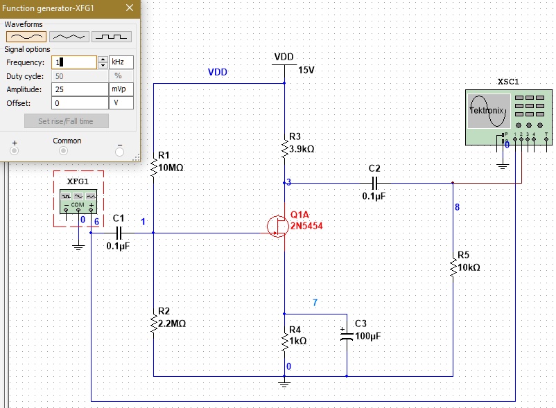 SOLVED: Small signal JFET amplifier with voltage divider configuration ...