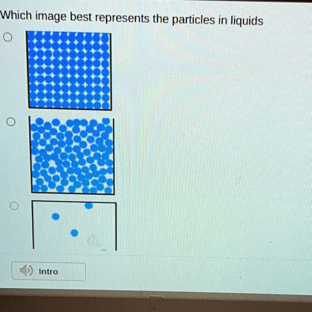 SOLVED: 'Which image best represents the particles in liquids Which ...