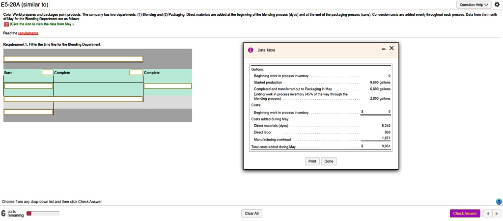 SOLVED: Color World prepares and packages paint products. The company ...