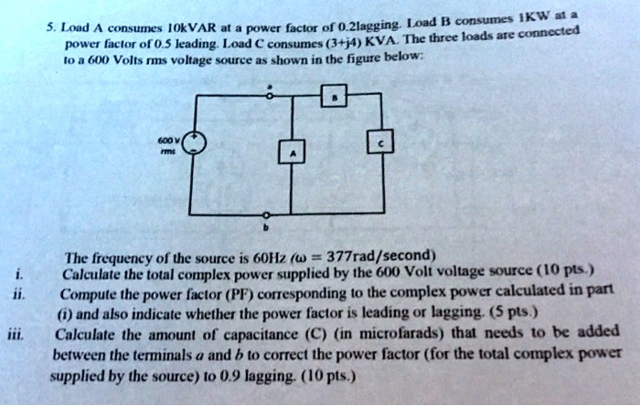 SOLVED: The frequency of the source is 60 Hz (Ï‰ = 377 rad/second ...