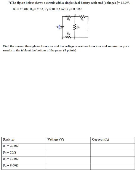 SOLVED: The figure below shows a circuit with a single ideal battery with an emf (voltage) of 12 ...