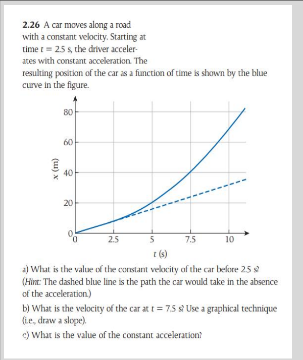 226 a car moves along a road with a constant velocity starting at time ...