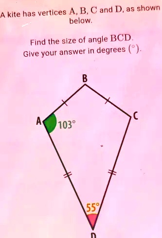 A kite has vertices A, B, C and D, as shown below. Find the...