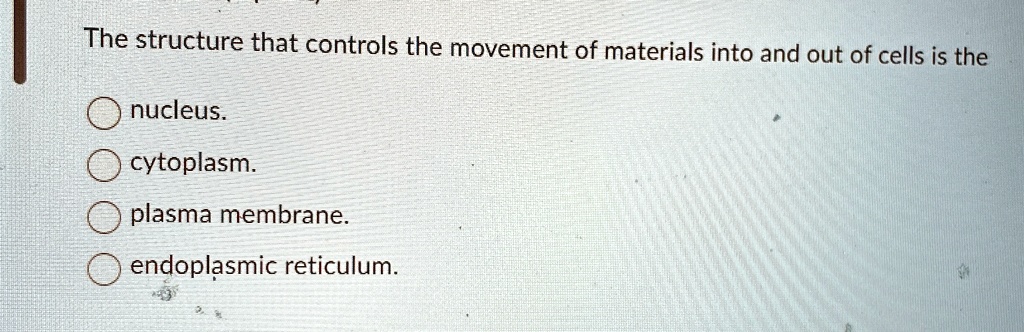 The structure that controls the movement of materials into and out of ...