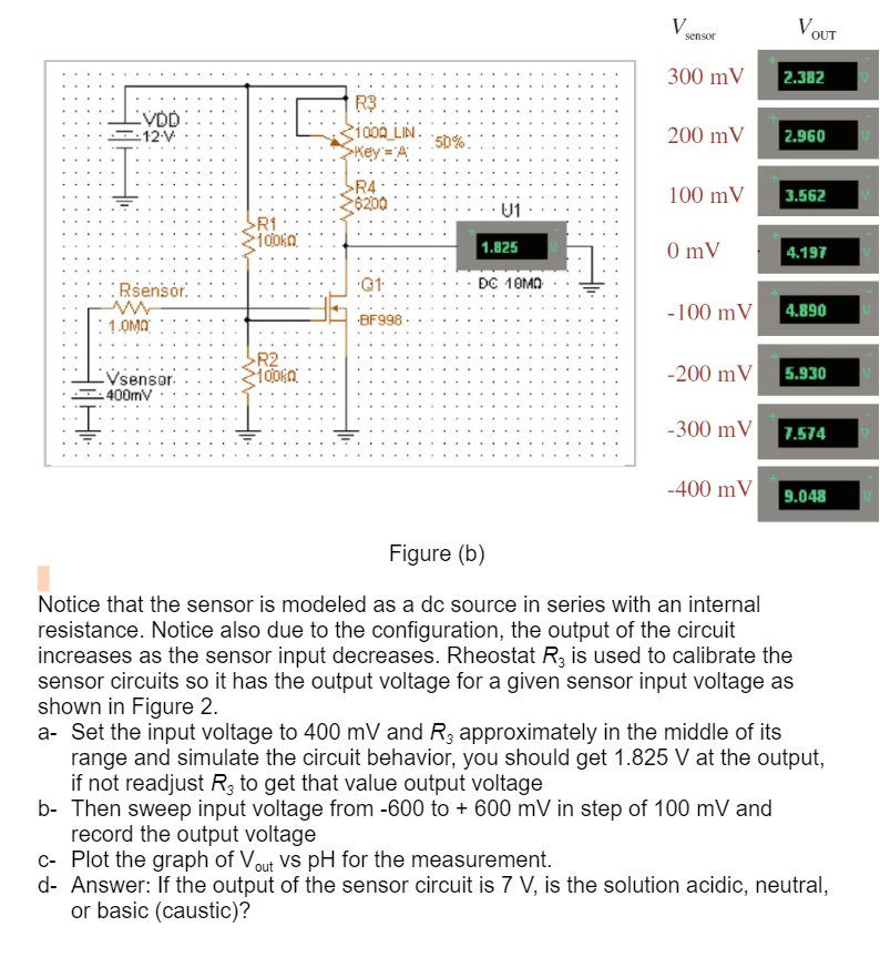 SOLVED: V. sensor 300 mV 2.382 VDD 12V 200 mV 2.960 Key=A R4 6200 100 ...