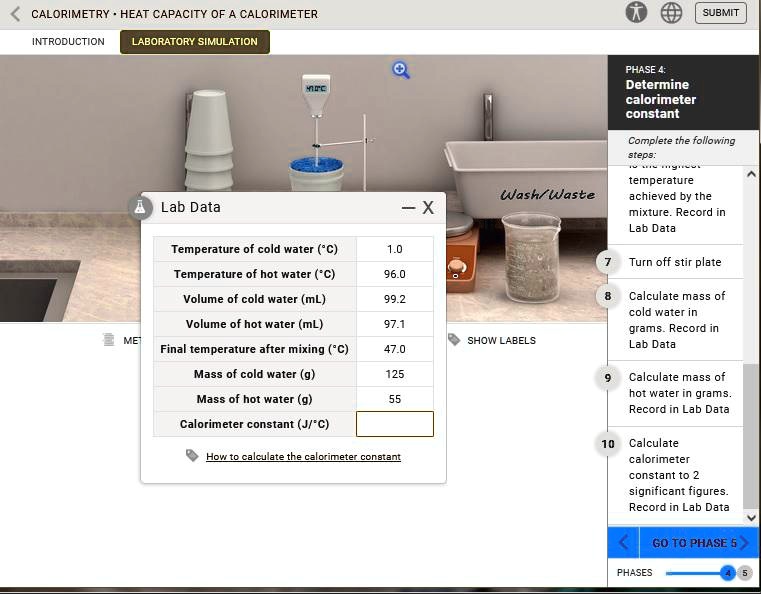 SOLVED: Calculate calorimeter constant to 2 significant figures. CALORIMETRY - HEAT CAPACITY OF ...