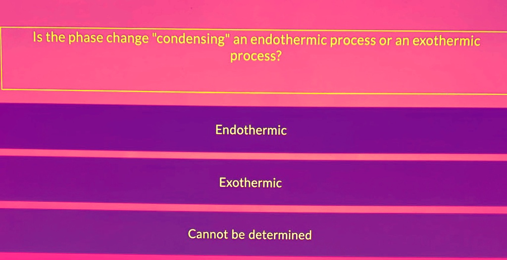 SOLVED: 'Is the phase change "condensing" an endothermic process or an ...