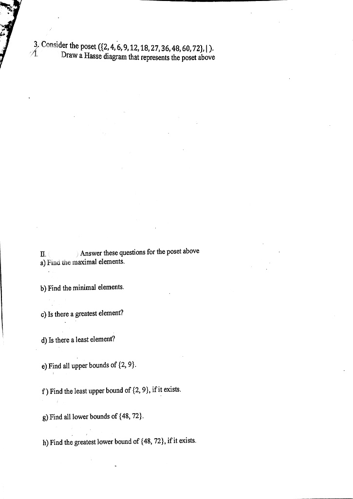 Video Solution 3 Consider The Poset 2 4 691218 27 36 486072 A Draw A Hasse